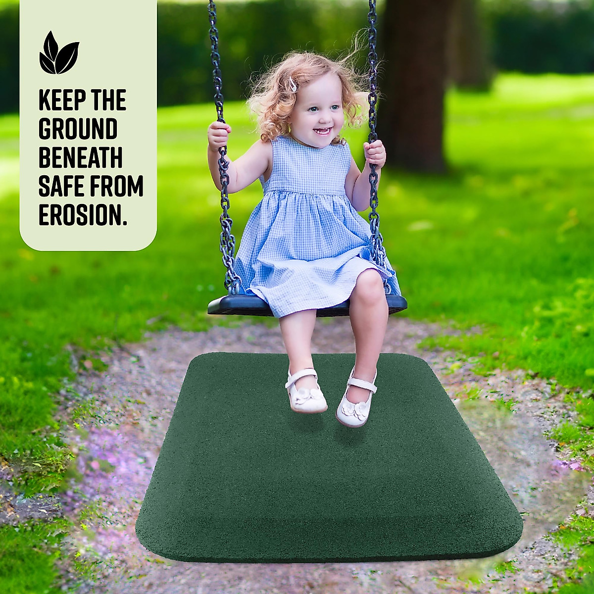 Playsafer Playground Safety Rubber Wearmat for Swingsets and Slides - 1" Thick X 24" W X 40" L (1 Pack, Green)