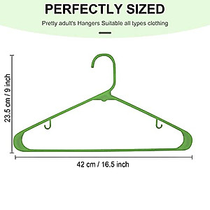 Plastic Hangers 20 Pack, Durable Tubular Hanger and Clothes Hangers, Non-Slip Slim Space Saving, Adult Standard Hangers Ideal for Jackets, Suits, Dress, Trousers, Coats（Green）
