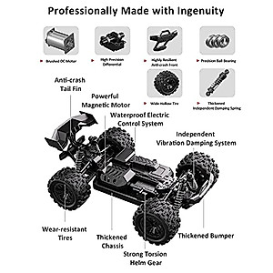 LARVEY 1:18 Scale 4WD Off-Road 40KM/H High Speed Remote Control Car, All Terrains Remote Control Truck with LED Lights, 2.4GHz Remote Control, rc Cars for Boys Age 8-12