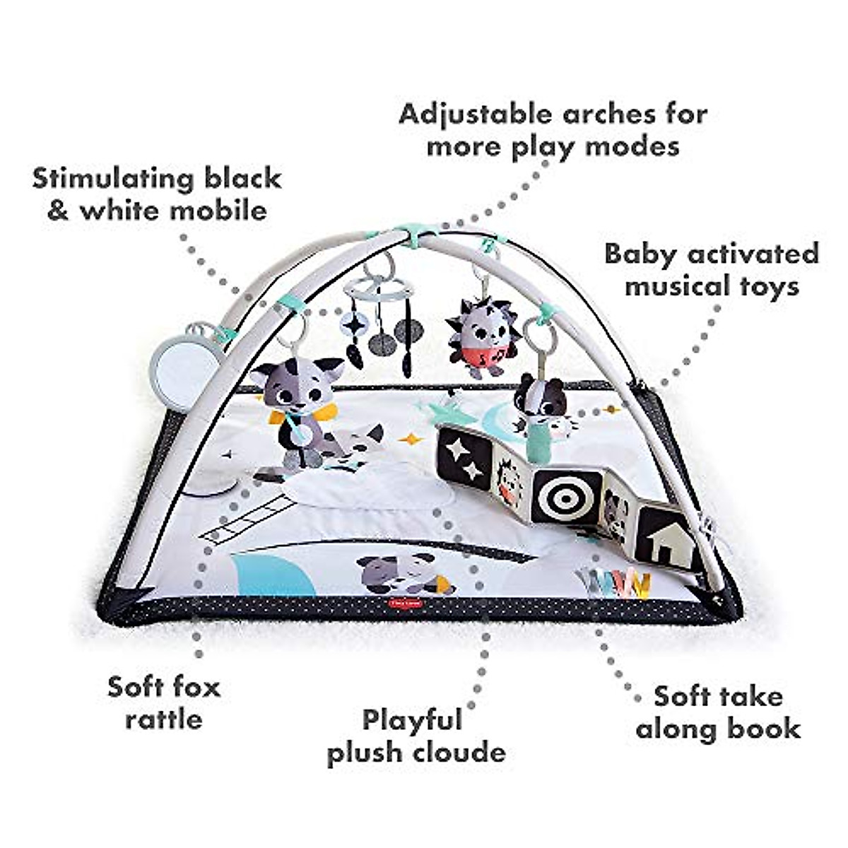 Tiny Love Black & White Gymini Infant Activity Play Mat With-Book, Magical Tales, Deluxe, 1