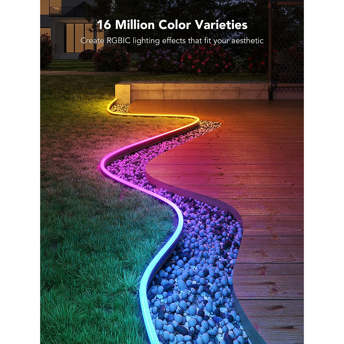 Govee Outdoor Neon Rope Lights, 32.8ft RGBIC IP67 Waterproof Patio Decorations with 64 Scene Modes, Music Sync, Flexible LED Outdoor Lights, Holiday Lights Work with Alexa, Google Assistant