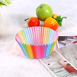 Cupcake Wrappers,100Pcs Rainbow Bright Standard Baking Cups Cupcake Liner Cupcake Paper Baking Cup Muffin Cases Cake