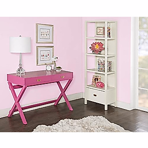 Linon PG138RSP01U Linon Home Decor Peggy Raspberry Pink Writing Desk Desk, Raspberry Pink, 44"W x 20"D x 30"H
