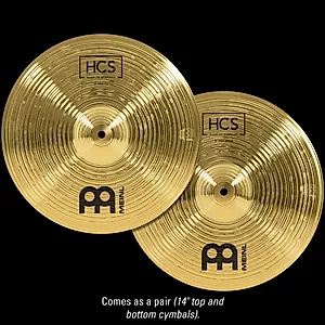 Meinl 14” Hihat (Hi Hat) Cymbal Pair – HCS Traditional Finish Brass for Drum Set, Made In Germany, 2-YEAR WARRANTY (HCS14H)