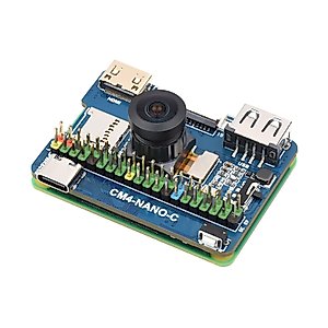 Nano Base Board (C) for Raspberry Pi Compute Module 4 Lite/eMMC,Same Size As The CM4,Onboard 8MP Camera,with Raspberry Pi 40PIN GPIO Interface,USB 2.0 Type A,MIPI DSI Port