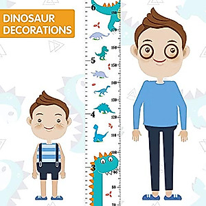 Outivity Growth Chart for Kids, Height Chart for Kids/Boys/Girls/Baby, Canvas & Wooden, Removable Growth Height Chart, Wall Room Decor - Dinosaur