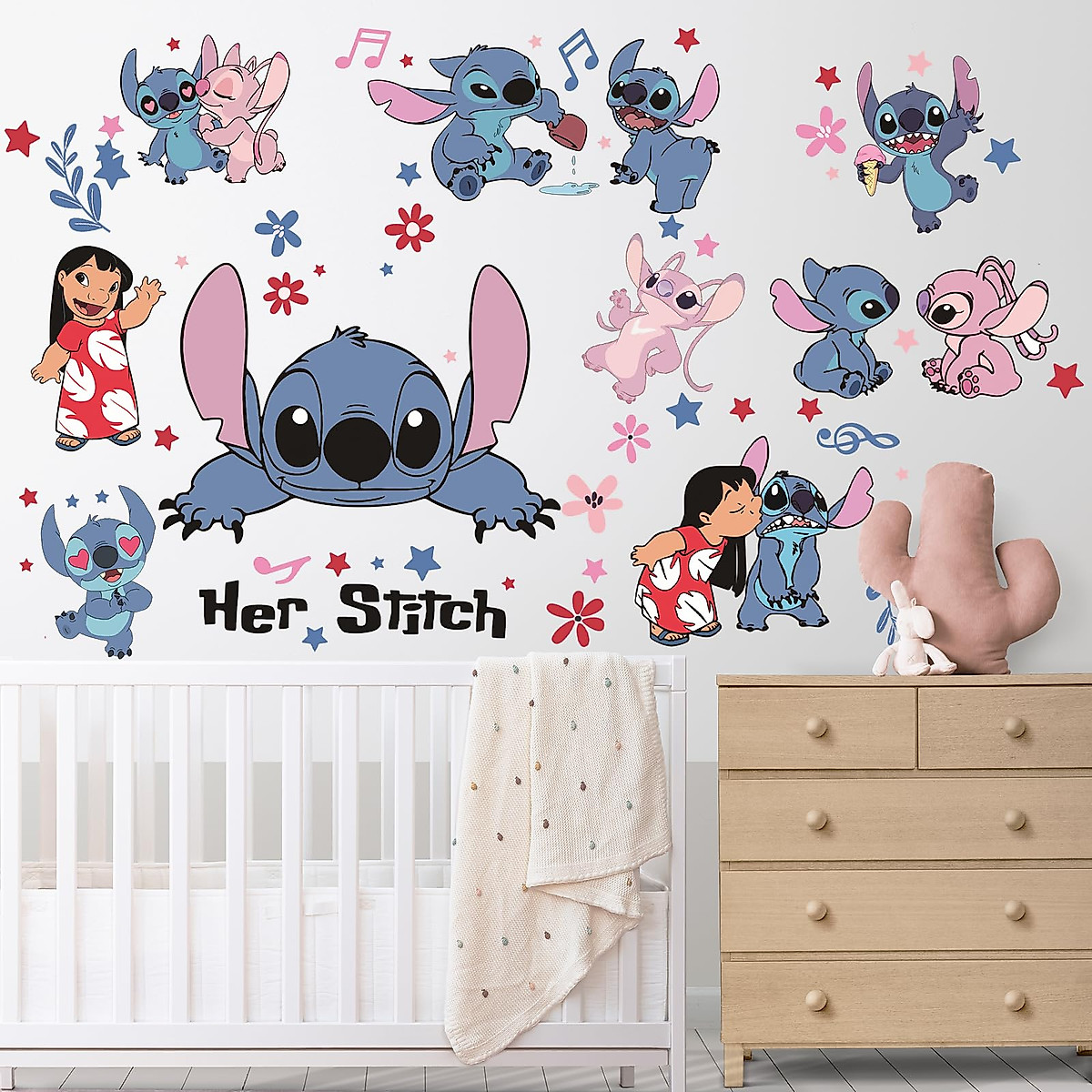 Dicnerry Wall Stickers for Kids, Cartoon Character Stickers for Children Room, 59 PCS PVC DIY Removable Stickers for Baby Kids Nursery Girls Bedroom Living Room Playroom Wall Decoration
