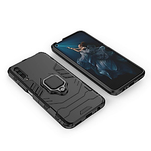 QiongNi Case Cover for Huawei Y9s 2019, 360 Rotating Ring Holder Kickstand with Magnetic Car Mount, Black