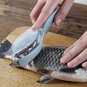 Fish Scaler Scraper Remover, Wosoova Seafood Knives Kitchen Tool for Faster and Easier Fish Scales Skin Removing Peeling (Plastic)