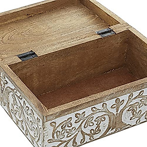Deco 79 Mango Wood Floral Box with Hinged Lid, Set of 3 8", 10", 12"W, Brown