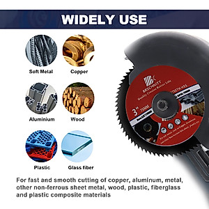 HSS Circular Saw Blade 3inch - BRSCHNITT 3pcs 72T 10mm Bore Cutting Discs for Wood, Copper, Aluminum, Plastic and Soft Metal
