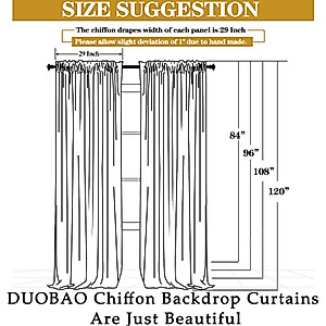 DUOBAO Chiffon Backdrop Curtain 96 Inch Length 2 Panel 29 Inch Width Wedding Backdrop Drapes Yellow Sheer Curtains Panels Tulle Fabric Photography Backdrops for Party