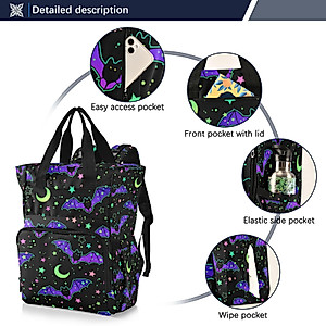 MNSRUU Diaper Bag Magic Galaxy Bat Diaper Bag Backpack Multifunction Travel Diaper Bag Tote Large Capacity Diaper Changing Backpacks for Moms Dads