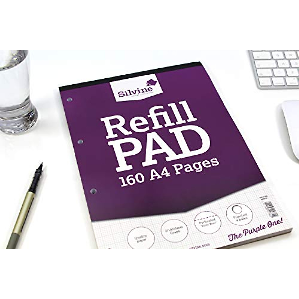 Silvine A4 Refill Pad - 2/10/20 mm Graph (160 Pages) Single,White