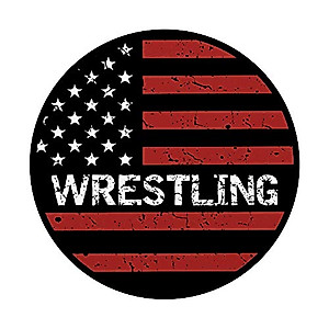Wrestling USA American Flag Sport Fan Gift Pop Socket PopSockets PopGrip: Swappable Grip for Phones & Tablets