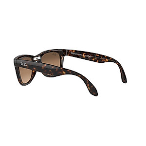 Ray-Ban RB4105 Folding Wayfarer Polarized Sunglasses, Light Havana/Brown Gradient I, 54 mm