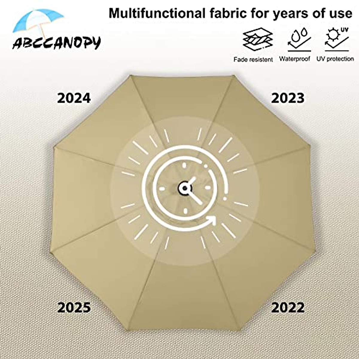 ABCCANOPY Durable Patio Umbrellas 9' Khaki