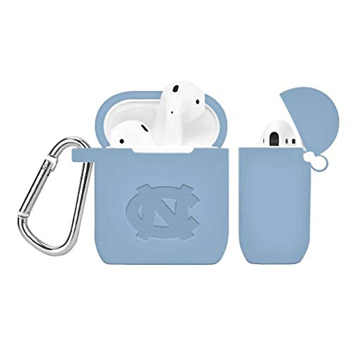 AFFINITY BANDS North Carolina Tar Heels Engraved Silicone Case Cover Compatible with Apple AirPods Gen 1 & 2 (Powder Blue)
