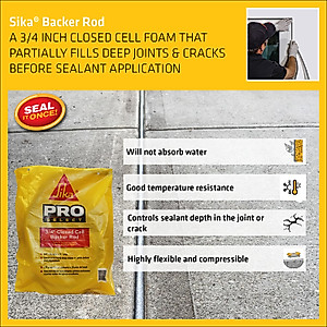 Sikaflex Crack Flex Sealant, Gray, Self-leveling, sealant for sealing horizontal cracks, 10,1 fl. Oz & Sika Backer Rod, Gray, Polyethylene foam used to partially fill deep cracks or joints