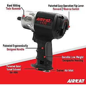 AIRCAT Pneumatic Tools 1125: 1/2" Composite Impact Wrench 1250 ft-lbs