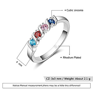 Grandma Rings with 4 Simulated Birthstones Personalized Family Jewelry Women's Promise Rings Mother's Day Gifts (7)