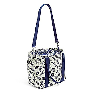 Vera Bradley Women's Deluxe Straw Tote Bag, Adrift Coral Blue, One Size