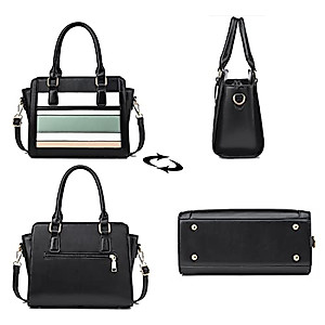 ZiMing® Handbag Set for Women Faux Leather Tote Bag Top Handle Bag Stripe Splicing Purse Wallet Clutch 2Pcs Set-Green