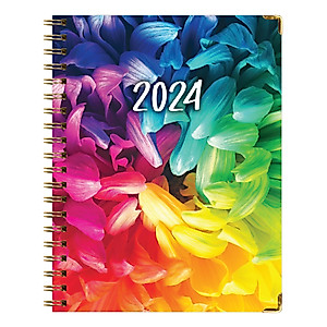 Global Printed Products, HARDCOVER 2024 Planner: (November 2023 Through December 2024) 8.5"x11" Daily Weekly Monthly Planner Yearly Agenda. Bookmark, Pocket Folder & Sticky Note Set (Rainbow Petals)