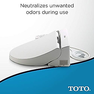 TOTO SW2033R#01 C100 Electronic Bidet Toilet Cleansing Water, Heated Seat, Deodorizer, Warm Air Dryer, and PREMIST, Round, Cotton White