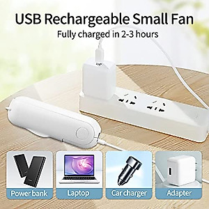 BGFOX Mini Handheld Fan, Hand Fan, Mini Portable USB Rechargeable Small Pocket Fan, Battery Operated Fan for Travel,Outdoor-Pearl White