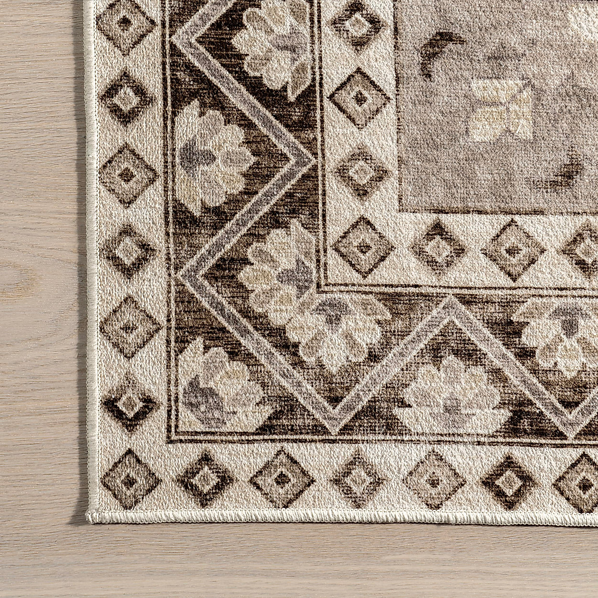 Rugs USA x Lauren Liess Clovebud Geometric Machine Washable Area Rug, 9x12, Beige