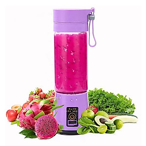 Portable Blender Smoothies Personal Blender Mini Shakes Juicer 380 ml Cup USB Rechargeable (Purple)