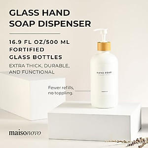 MaisoNovo Soap Dispenser 1-Piece Set | 16.9oz White Bottles with White Bamboo Pump