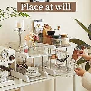 2-Layer Transparent Bathroom Organizer with 2 Drawer Organizers and Storage Space, Drawer Storage Container with 6 dividers, Kitchen Organizer Under Sink, Multi-Purpose Bathroom Organizer