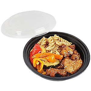 30-Pack meal prep Plastic Microwavable Food Containers for meal prepping bowls with Lids (24 oz.) Black Reusable Storage Lunch Boxes -BPA-Free Food Grade -Freezer & Dishwasher Safe.