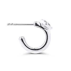 Seed2Stone - Sustainable Silver Hoop Earrings Made with Recycled Metal, Fitted Lab Grown Diamond Earrings with a Minimalist Design, Real Diamond Earrings for Women and Men (Sterling Silver)