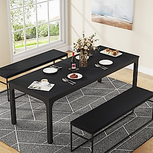 Tribesigns Black Dining Table for 6-8 Person, 78 inch Large Long Rectangle Kitchen Dinner Table for Dining Room, 78.7 x 27.5 x 29.5 Inches(Only Table)