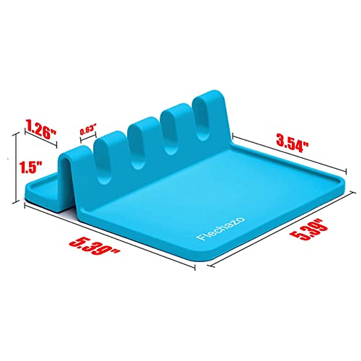 Silicone kitchenware mat-multi-spoon rack for kitchen countertops, cutlery rack with drip pad, suitable for cooking utensils such as barbecue tongs, spoons, etc., essential for party kitchens (blue)