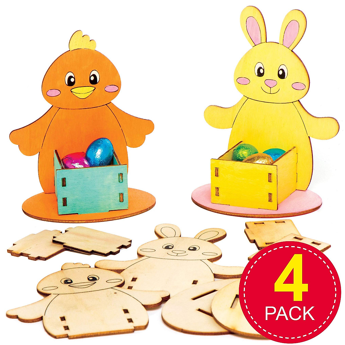 Baker Ross AT506 Easter Egg Cup Kits - Pack of 4, Creative Art and Craft Supplies for Kids to Make and Decorate