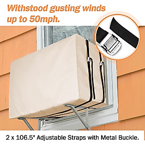 Window Air Conditioner Cover Outside Unit for Winter Insulation, Window AC Covers with 3 Layers Insulation, Waterproof & Dust-Proof Air Conditioner Covers for Window Units, 21"Lx15"Hx16"D - Beige