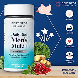 Best Nest Wellness Men's Daily Multivitamin - Men Vitamins for Overall Health, Multimineral Supplement with Probiotics, Methylfolate, A, C, D, E B12, Zinc & Whole Food Organic Blend Multi Vitamin 30Ct