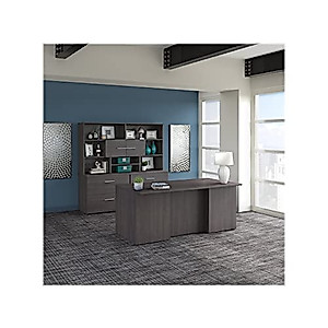 Bush Business Furniture Office 500 Executive Desk with Drawers, Lateral File Cabinets and Hutch, 72W, Storm Gray