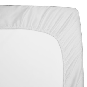 American Baby Company 100% Natural Cotton Percale Fitted Crib Sheet for Standard Crib and Toddler Mattresses, White, Soft Breathable, for Boys and Girls