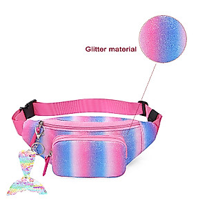 cotmcor Kids Fanny Pack for Girls, Cute Waist Bag with Mermaid Pendant Gift
