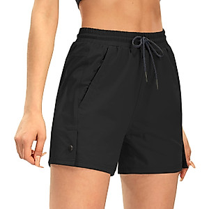 AFITNE Women's Hiking Shorts Quick Dry Lightweight Golf Active Water Shorts with Pockets for Work Outdoor Camping Fishing Black L