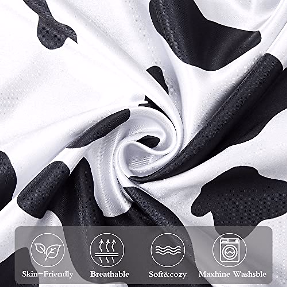 Nttspring Satin Pillowcase for Hair and Skin,Pillowcases Standard Set of 2,Silky Cow Print Pillow Cases Set of 2 Soft&Cozy Silk Satin Pillow Cases for Women 2 Pack with Envelope Closure(20x26,Cow)
