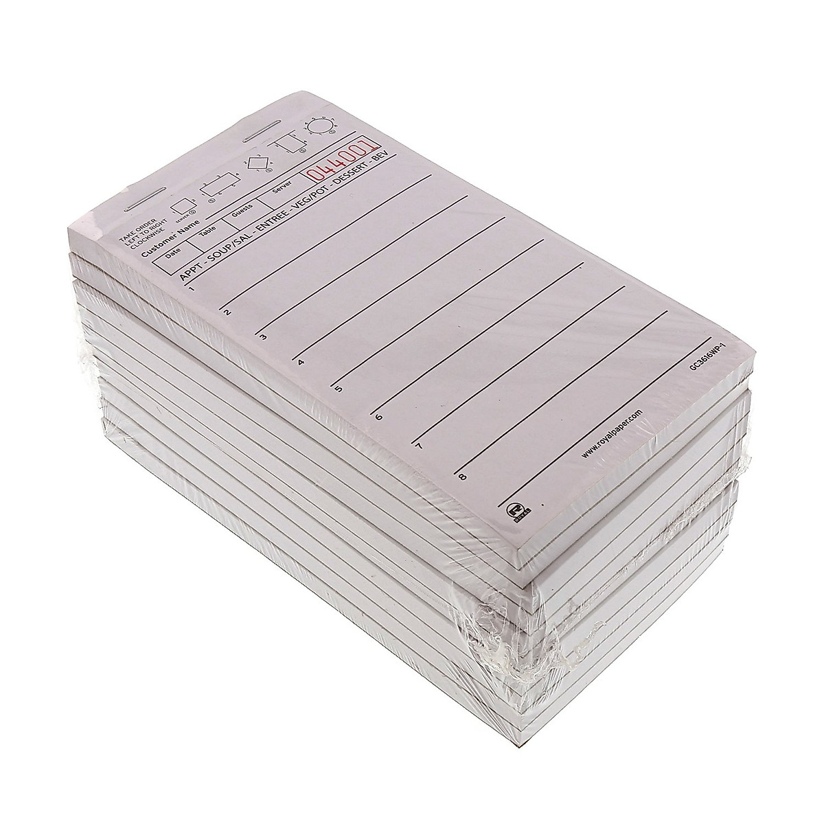 Royal - GC3616WP-1-IN White Server Pad Paper, 1 Part Booked with 8 Lines, Package of 10