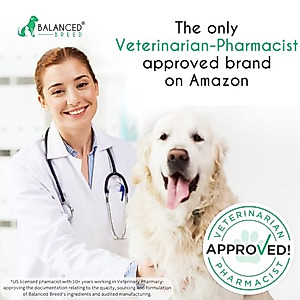 Balanced Breed All-in-1 Dog Vitamins Supplements Made in USA Non-GMO Vet-Pharmacist Approved Dog Multivitamin Probiotics Glucosamine Salmon Oil Skin Coat Supplement Dogs Senior & Adult Immune Support