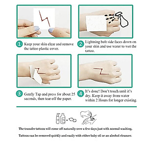 YoHold Wizard Tattoos Temporary,Lightning Bolt Scar Tattoos Sticker for Halloween, Magical Costumes Party Supplies Decorations, 24 PCS