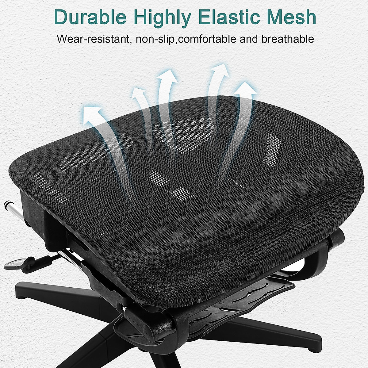 VECELO Swivel Ergonomic High Back Mesh Office Chair with Retractable Footrest, Adjustable Backrest, Tilt Function, 3D Armrests & Headrest, Lumbar Support for Executive/Computer Desk/Task Work, Black